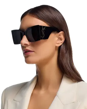Saint Laurent Blaze Monogram Cat Eye Sunglasses, 54mm - Black/gray Solid
