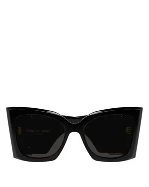 Saint Laurent Blaze Monogram Cat Eye Sunglasses, 54mm - Black/gray Solid