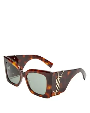 Saint Laurent Blaze Monogram Cat Eye Sunglasses - Havana/green Solid