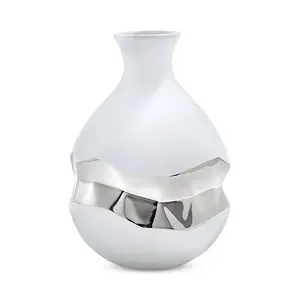 TALIANNA Oro Bud Vase White And Silver - White/silver