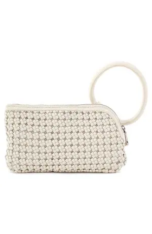 Hobo Sable Woven Leather Clutch With Hoop Handle
