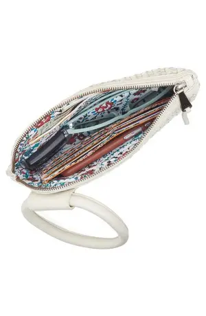 Hobo Sable Woven Leather Clutch With Hoop Handle
