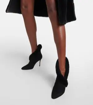 Manolo Blahnik Nestanu 105 Suede Ankle Boots