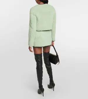 BLANCHA Leather-trimmed Shearling Jacket - Green