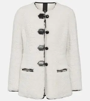 BLANCHA Leather-trimmed Shearling Jacket - White
