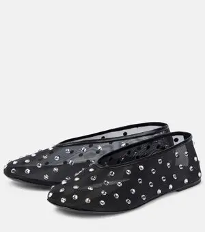 Khaite Marcy Crystal-embellished Ballet Flats - Black