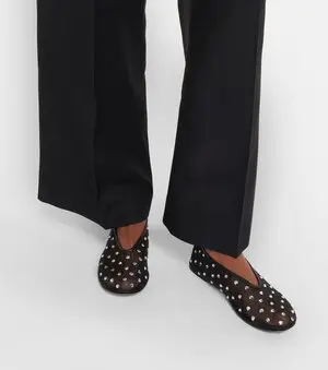 Khaite Marcy Crystal-embellished Ballet Flats - Black