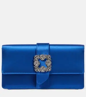 Manolo Blahnik Capri Embellished Satin Clutch - Blue