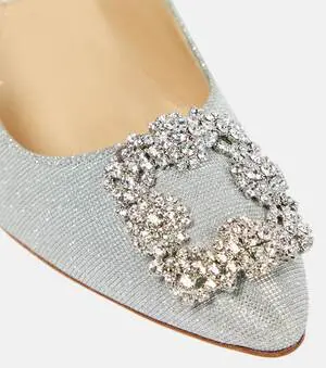 Manolo Blahnik Hangisi 90 Embellished Glitter Pumps - Purple