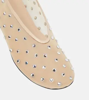 Khaite Marcy Crystal-embellished Ballet Flats - Beige
