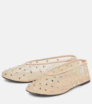Khaite Marcy Crystal-embellished Ballet Flats - Beige