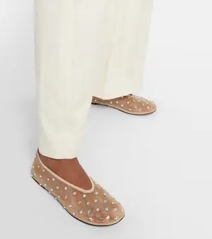Khaite Marcy Crystal-embellished Ballet Flats - Beige