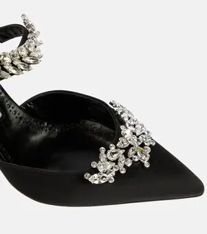 Manolo Blahnik Lurum 90 Embellished Mules - Black