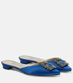 Manolo Blahnik Hangisimuflat Mules - Blue