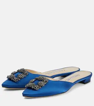Manolo Blahnik Hangisimuflat Mules - Blue