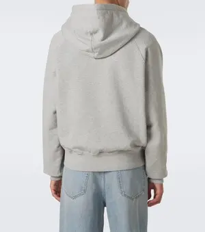 AMI Paris De Cœur Cotton Jersey Zip-up Hoodie - Grey
