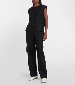 Asceno Dasha Linen Top - Black