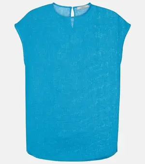 Asceno Dasha Linen Top - Blue