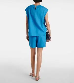 Asceno Dasha Linen Top - Blue