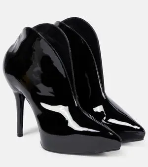 Alaïa Slick Patent Leather Ankle Boots - Black