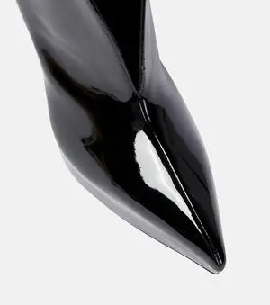 Alaïa Slick Patent Leather Ankle Boots - Black