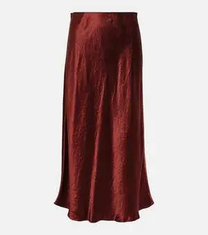 Max Mara Alessio Satin Midi Skirt - Red