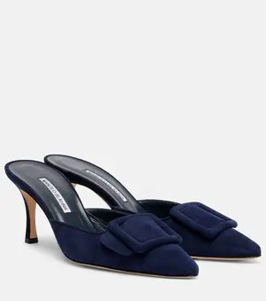 Manolo Blahnik Maysale 70 Suede Mules - Blue