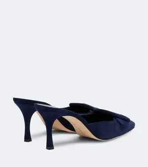 Manolo Blahnik Maysale 70 Suede Mules - Blue