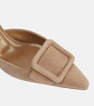 Manolo Blahnik Maysale 70 Suede Mules - Brown