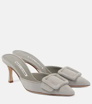 Manolo Blahnik Maysale 70 Suede Mules - Grey