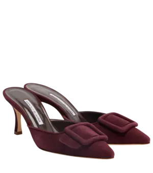 Manolo Blahnik Maysale 70 Suede Mules Red