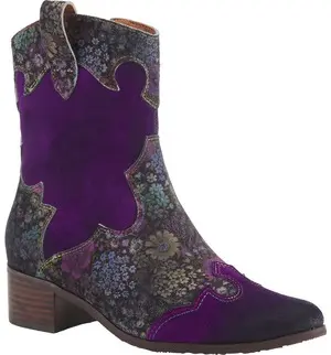 SPRING STEP SHOES Ladyluck Bootie - Purple Multi Suede