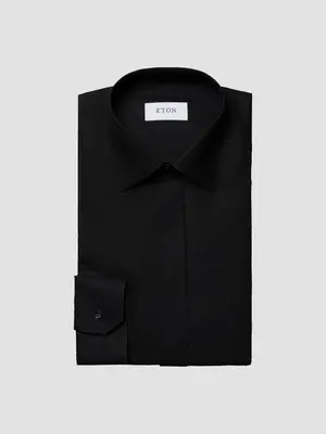 Eton Slim-fit Pin-dot Piqué Shirt - Black