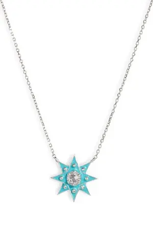 Anzie White Topaz Starburst Pendant Necklace - Blue