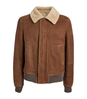 YVES SALOMON Suede Lambskin-lined Bomber Jacket
