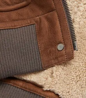 YVES SALOMON Suede Lambskin-lined Bomber Jacket