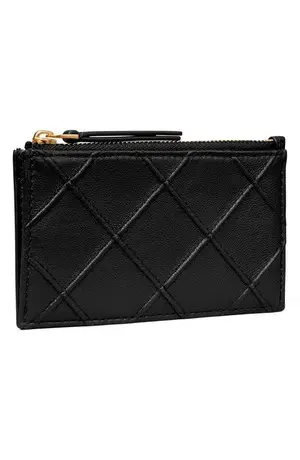Tory Burch Fleming Quilted Zip Leather Card Case