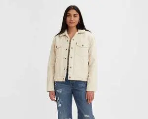 LEVI'S Ex-boyfriend Corduroy Sherpa Trucker Jacket - Whitecap