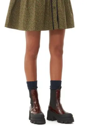 GANNI Cleated Heeled Mid Chelsea Boots