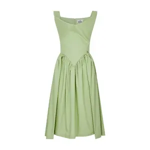 VIVIENNE WESTWOOD Vivienne Westwood Sunday Cotton-poplin Midi Dress - Sage - 12 Sage