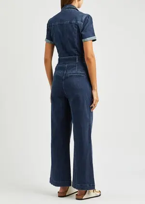 Paige Vanessa Wide-leg Denim Jumpsuit - Dark Blue