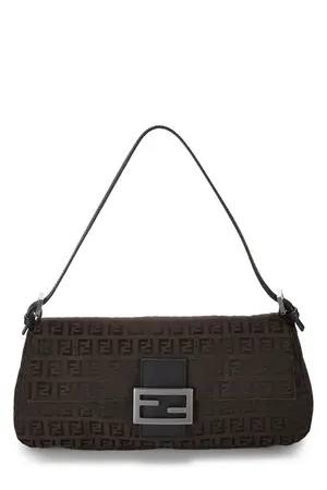 Fendi Zucchino Canvas Baguette Shoulder Bag - Brown