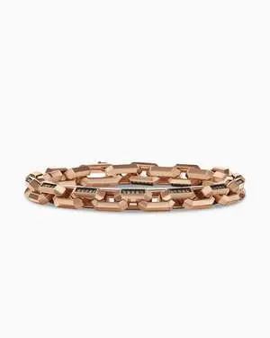 David Yurman Streamline Heirloom Chain Link Bracelet In 18k Rose Gold With Pavé Diamonds - Cognac Diamond