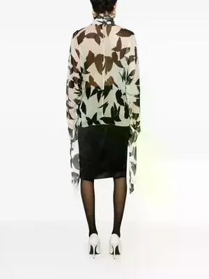 Saint Laurent Butterfly-print Silk Blouse - Neutrals