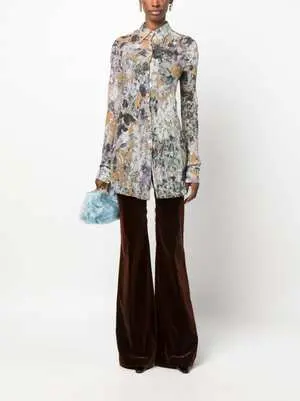 Etro Velvet Flared Trousers - Brown