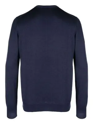 BARBA NAPOLI Ribbed-trim Virgin Wool Jumper - Blue