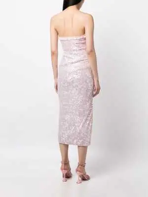 NEEDLE & THREAD Sequin-embellished Strapless Gown