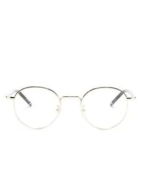 Montblanc Logo-plaque Round-frame Glasses - Gold