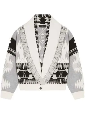 Alanui Icon Jacquard Cardigan Bomber - White
