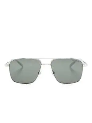 Montblanc Logo-plaque Square-frame Sunglasses - Silver